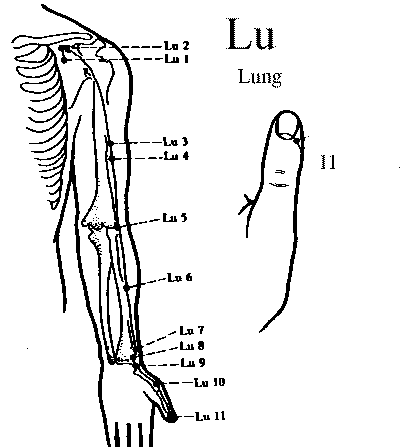 LU1 On theouter part of the chest, 2 cun up from the end of the armpit